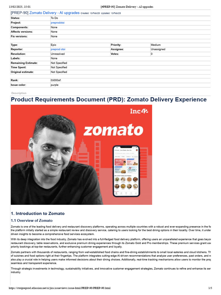 Zomato Delivery AI Enhancements Guide | PDF | Restaurants ...
