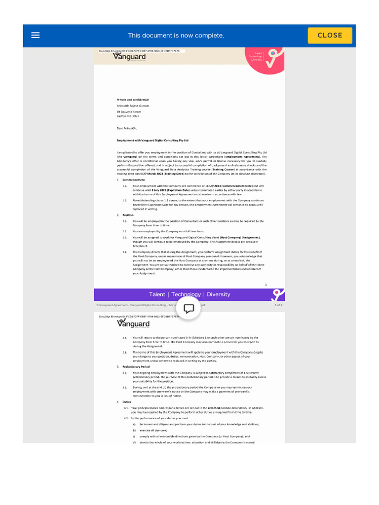 Emplyment Contract | PDF