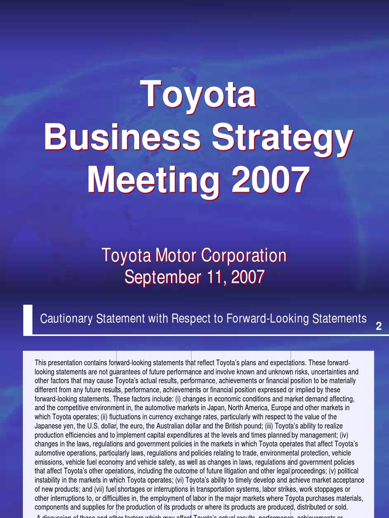 Toyota Business Strategy Meeting 2007 | PDF | Toyota | Lexus