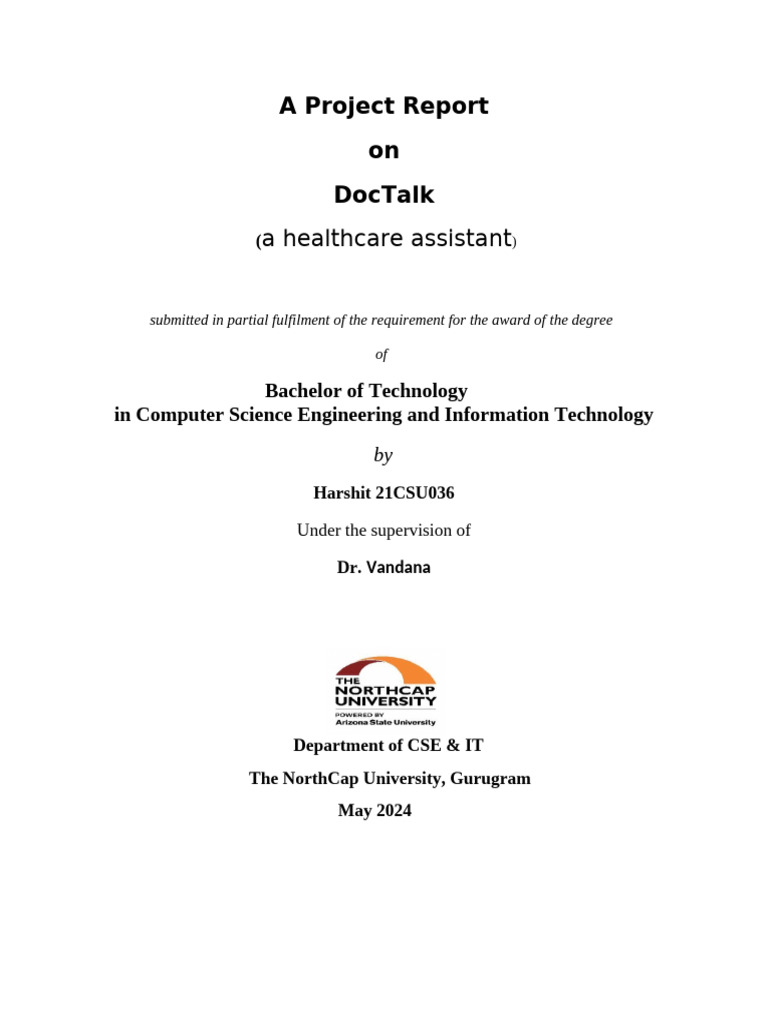 Harshit 21csu036 Final Year Project Synopsis Report | PDF | Machine Learning | Usability