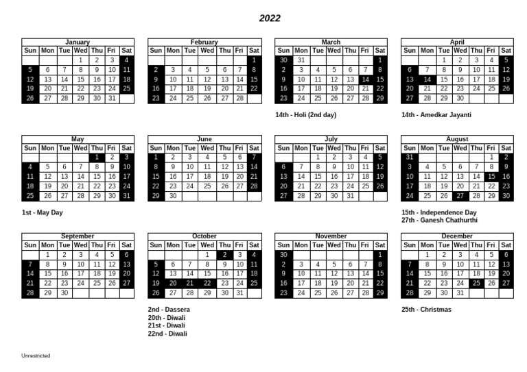 Holiday calendar | PDF