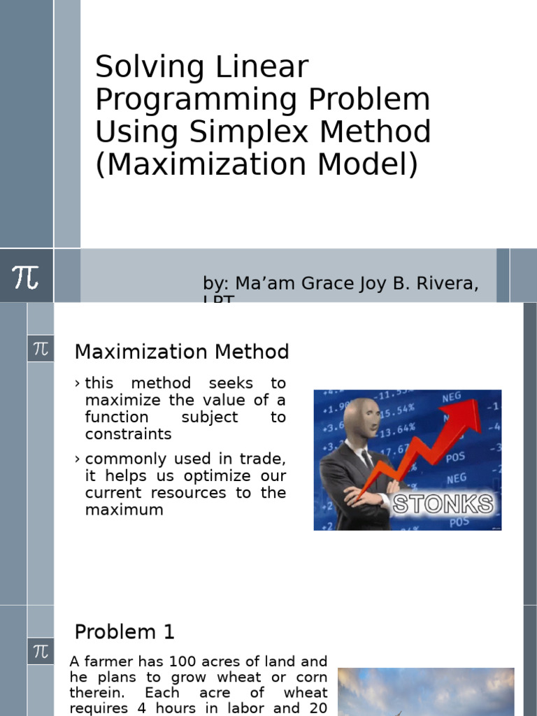 Maximization Method of LPP Simplex Method | PDF | Mathematical Optimization | Theoretical ...