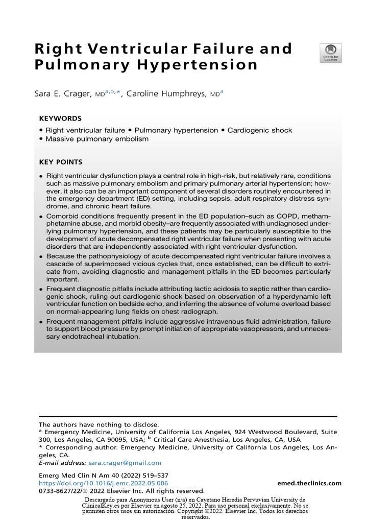 Right Ventricular Failure and Pulmonary Hypertension | PDF | Diastole ...