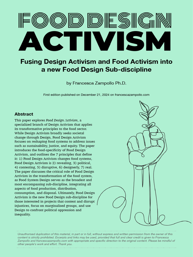 2024 Zampollo - Food Design Activism | PDF | Sustainability | Agroecology
