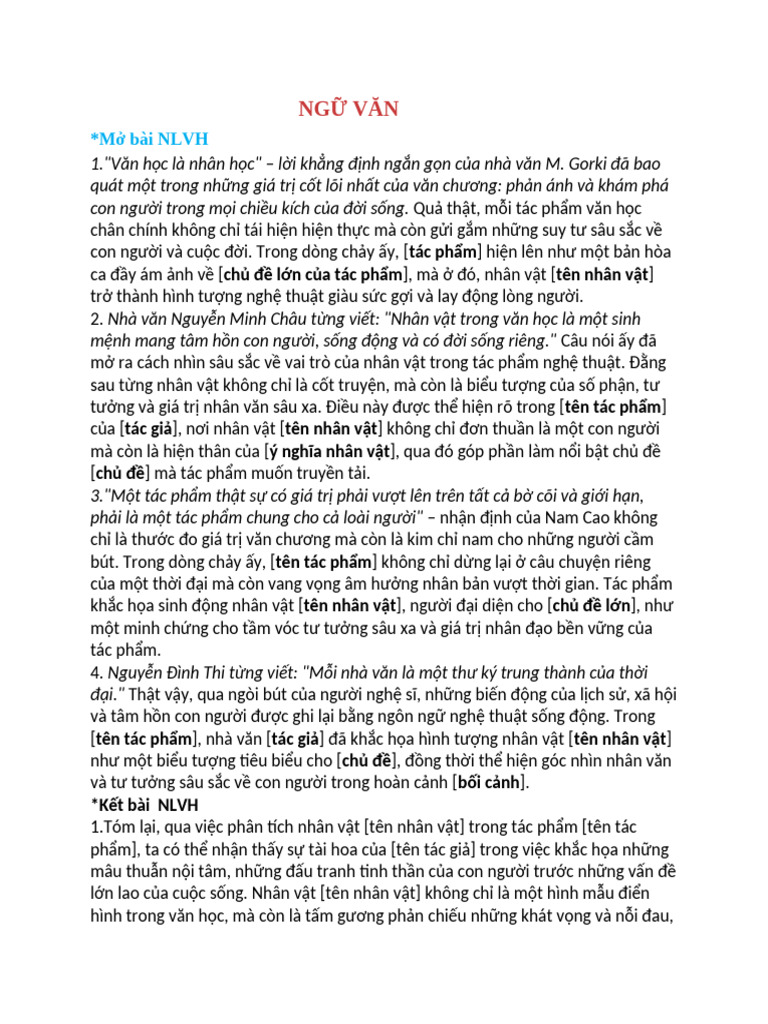 Mở bài NLVH | PDF