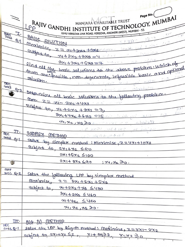 LPP Solved Pyqs Maths4 | PDF