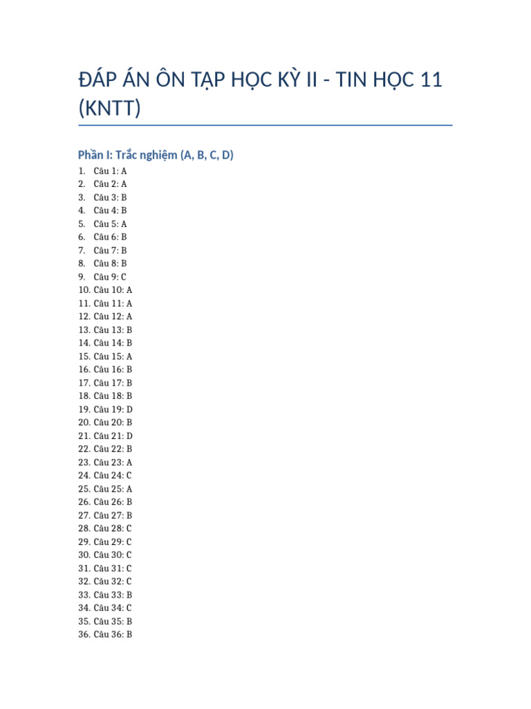 Dap An Tin 11 KNTT Hk2 | PDF
