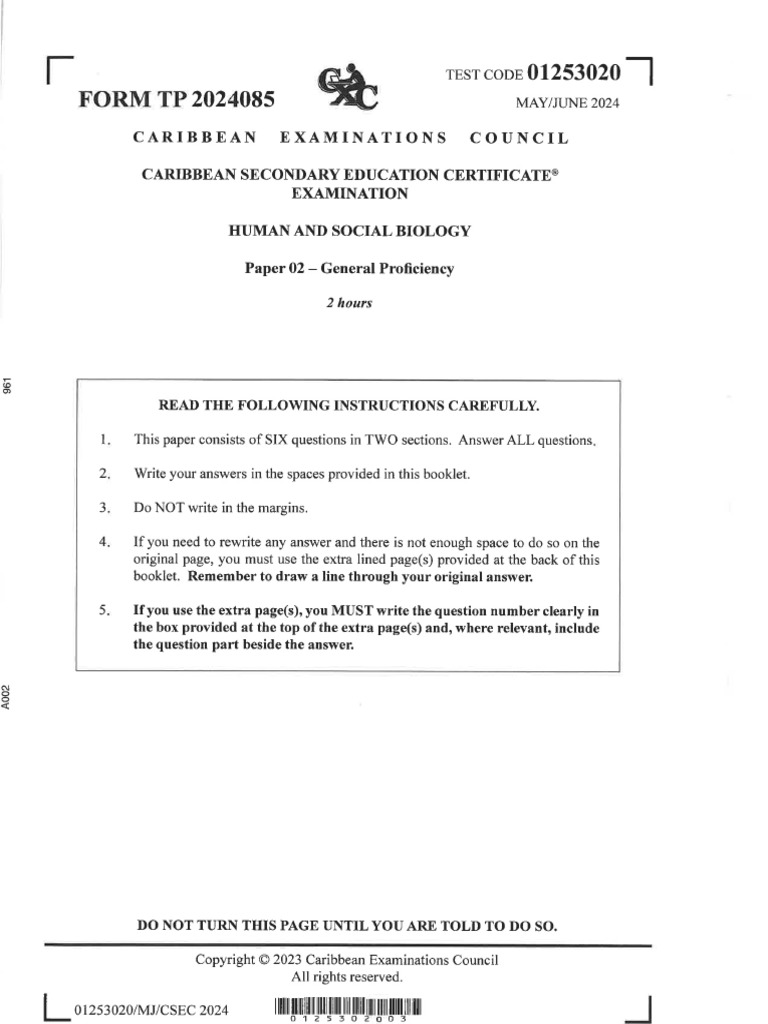 Csec HSB June 2024 p2 | PDF
