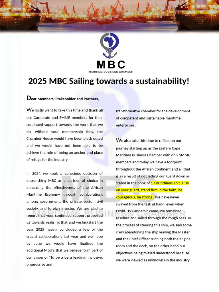 2025 MBC Sailing Towards Sustainability | PDF | Africa | Small And ...