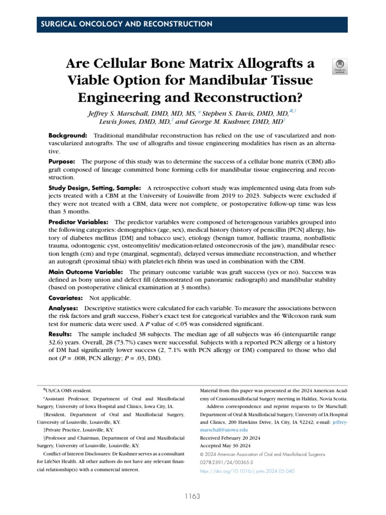 Are Cellular Bone Matrix Allografts A | PDF | Bone | Tissue Engineering