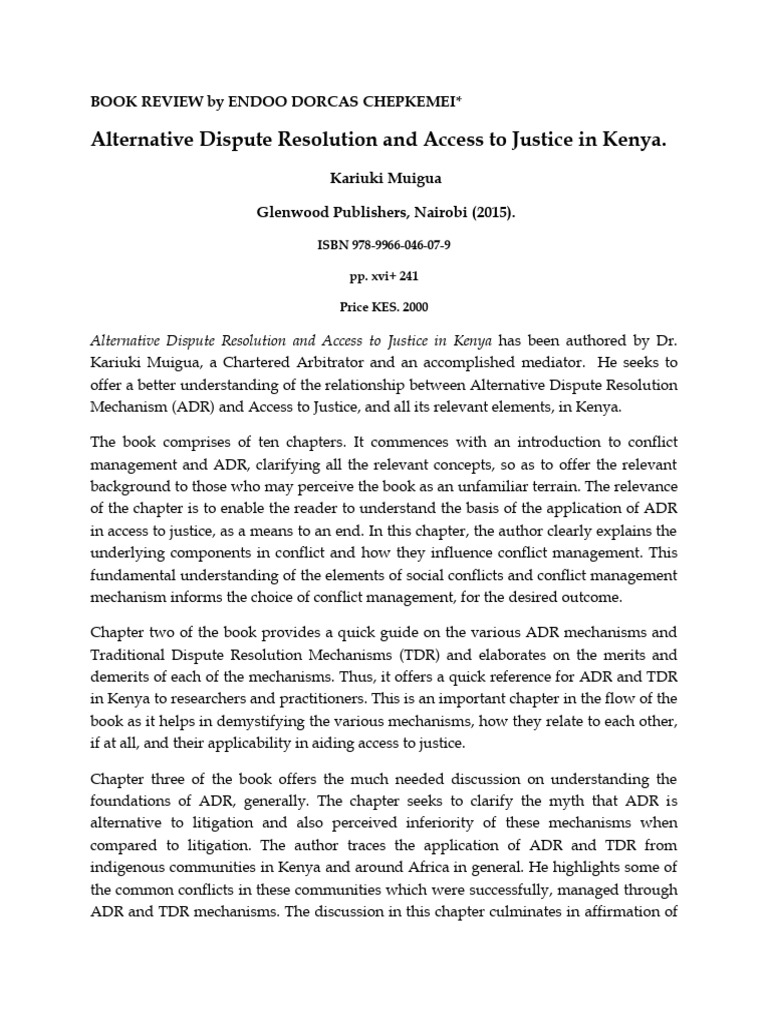 BOOK REVIEW by ENDOO DORCAS | PDF | Alternative Dispute Resolution ...