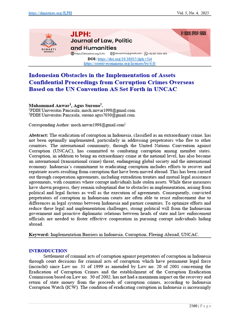 Indonesian Obstacles in The Implementation of Asse | PDF | Extradition | Crimes