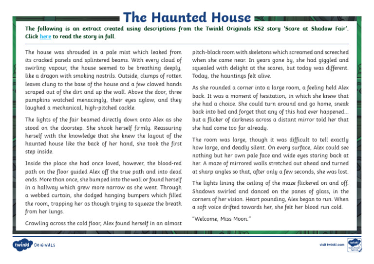 T TP 2550460 Spooky Haunted House Setting Description ks2 Example Text ...