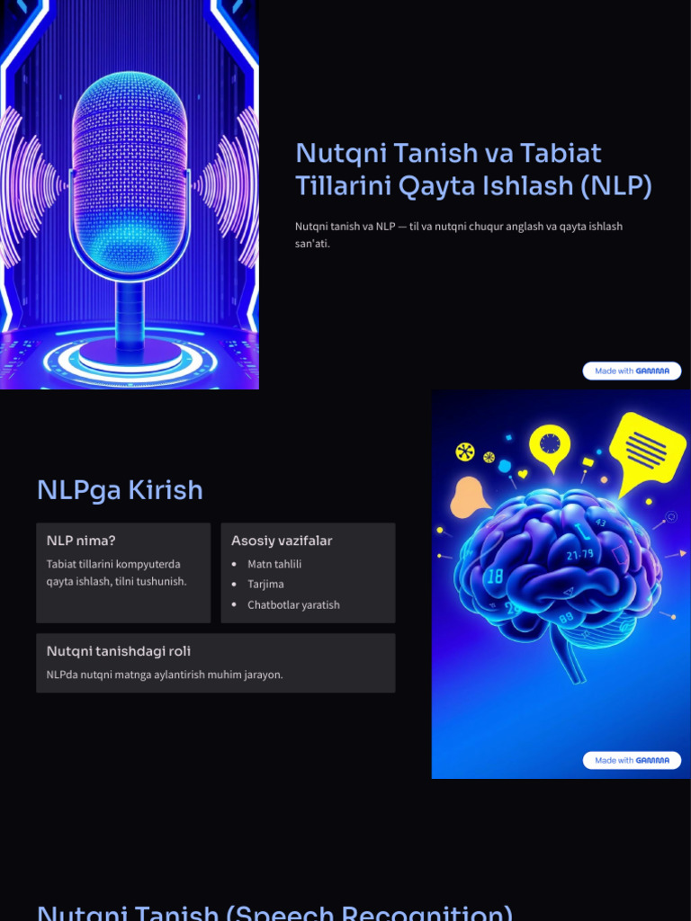 Nutqni Tanish Va Tabiat Tillarini Qayta Ishlash NLP | PDF
