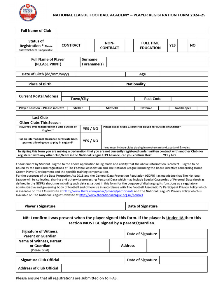 National League Player Registration 2024-25 | PDF | Justice | Crime ...