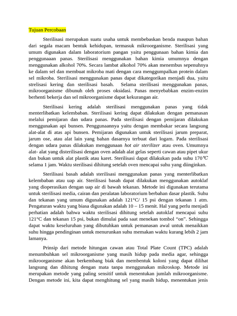 Metode Sterilisasi dan Total Plate Count | PDF
