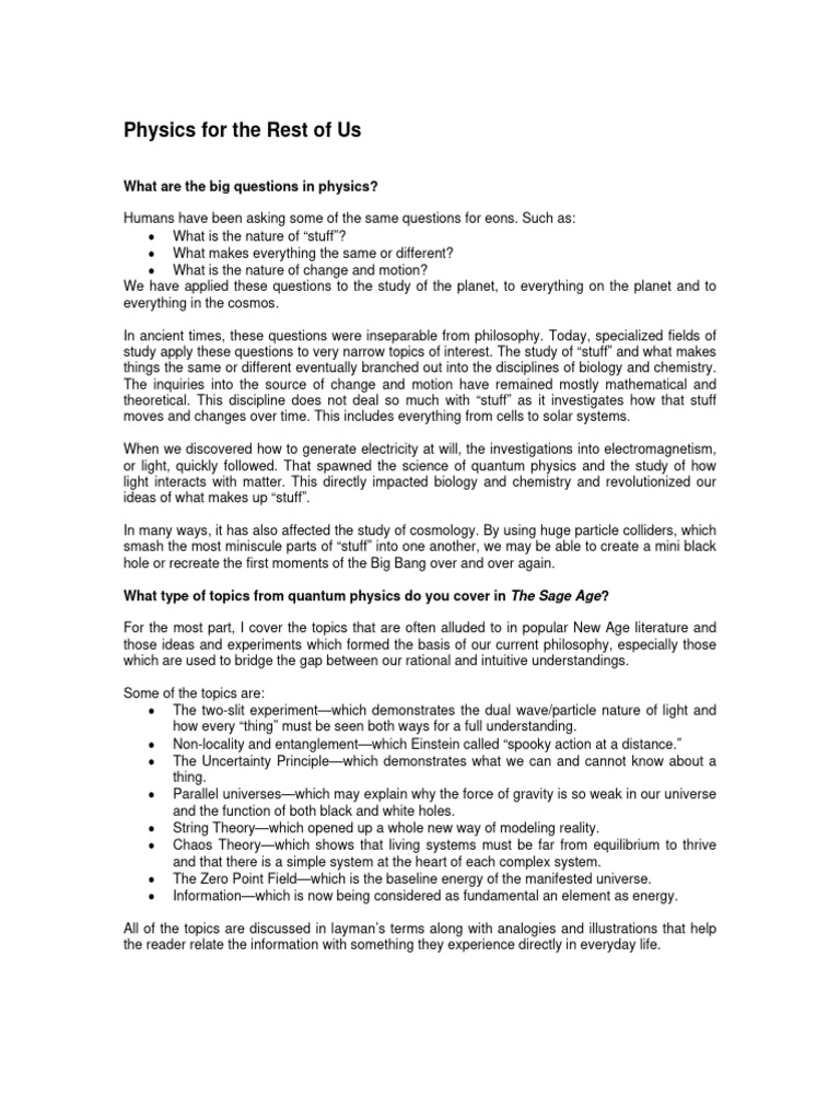 Physics For The Rest of Us | PDF | Physics | Quantum Entanglement