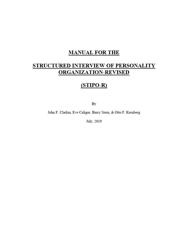 STIPOR Manual | PDF | Borderline Personality Disorder | Personality ...