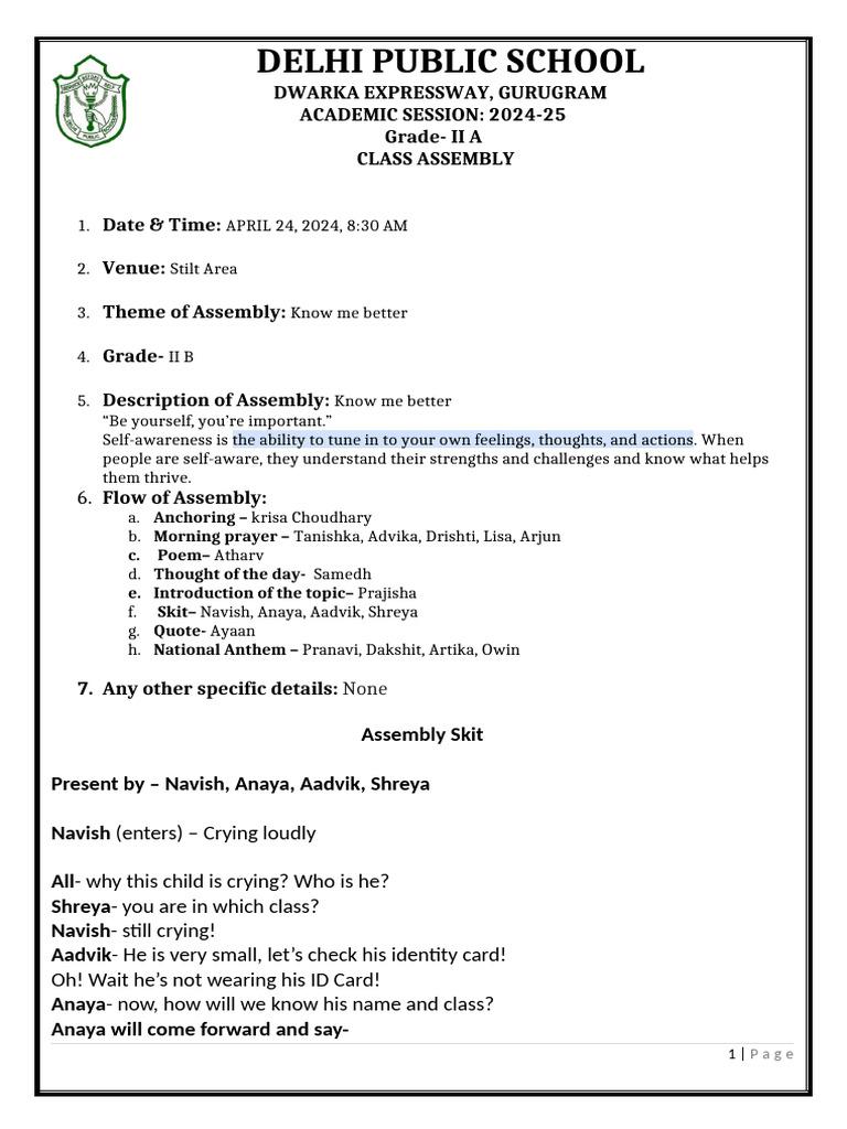 2B Assembly Being a Good Friend | PDF