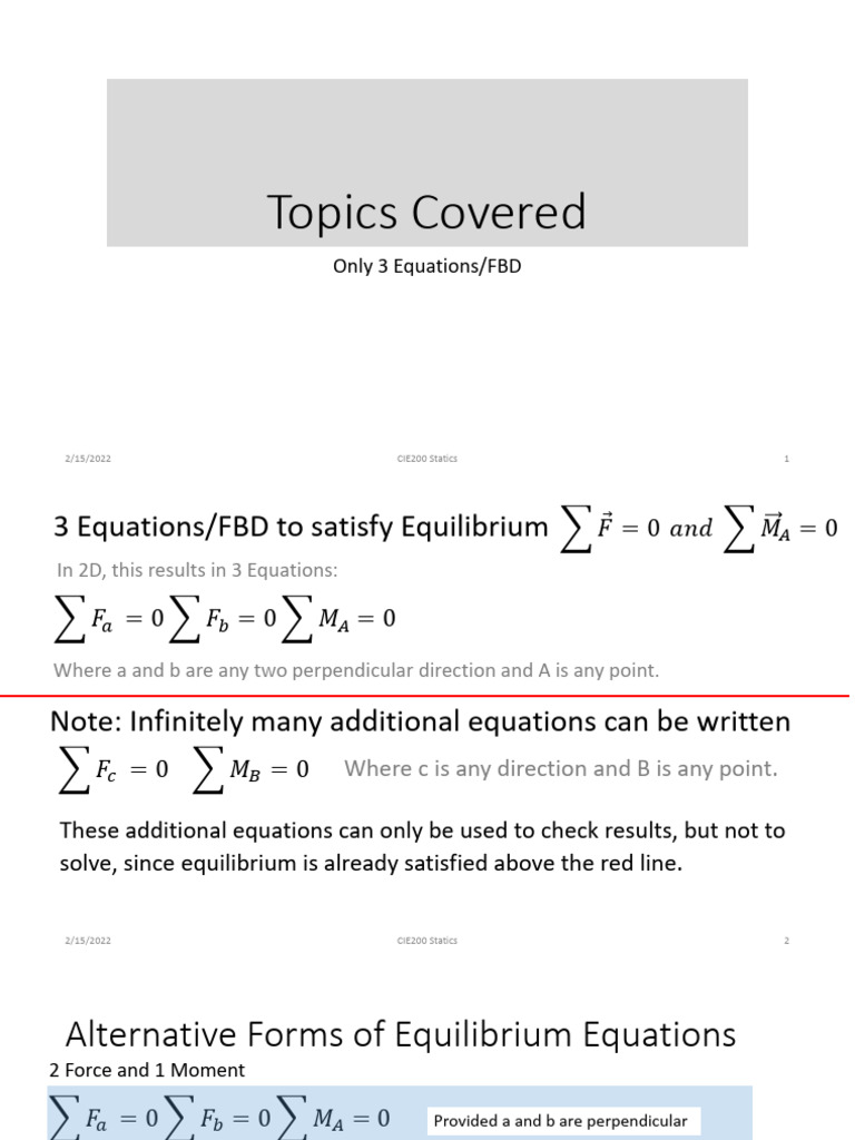 Only 3 Equation Per FBD | PDF | Equations | Physics