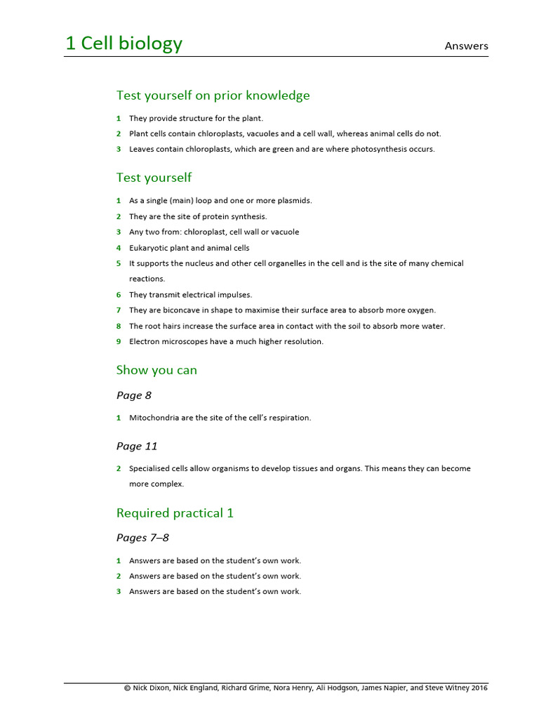 Combined Science Book 1 Answers | PDF | Leaf | Stoma