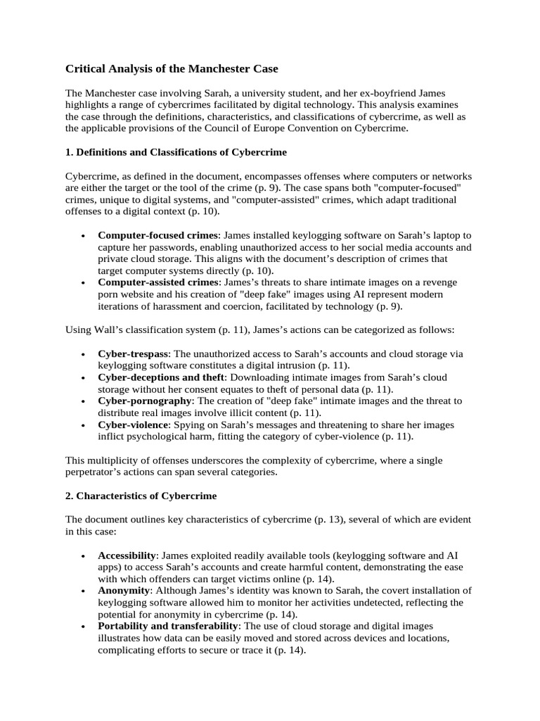 Critical Analysis of The Manchester Case | PDF | Cybercrime | Crimes