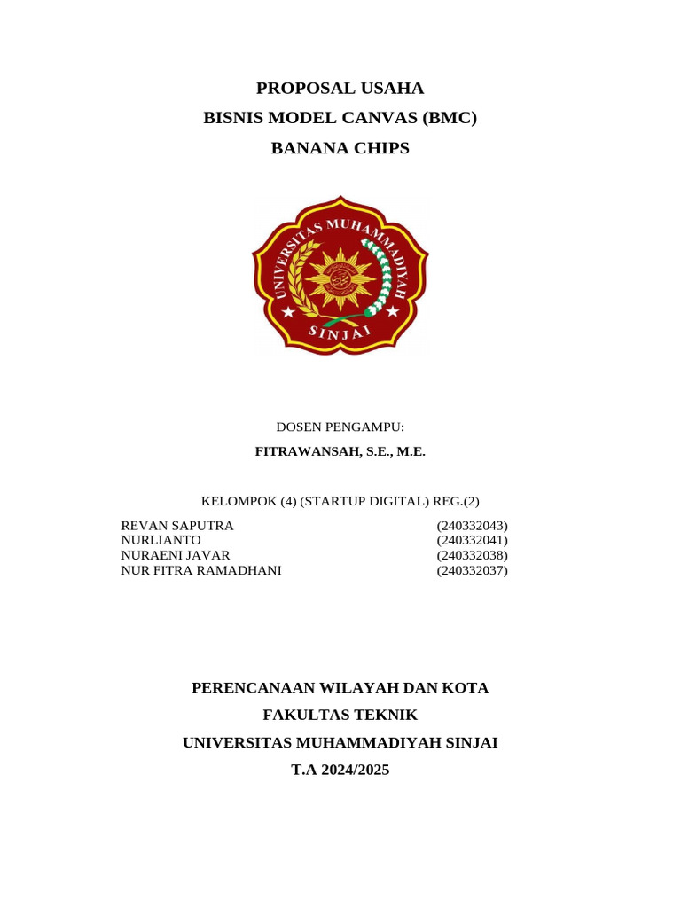Proposal Bisnis Banana Chips BMC | PDF
