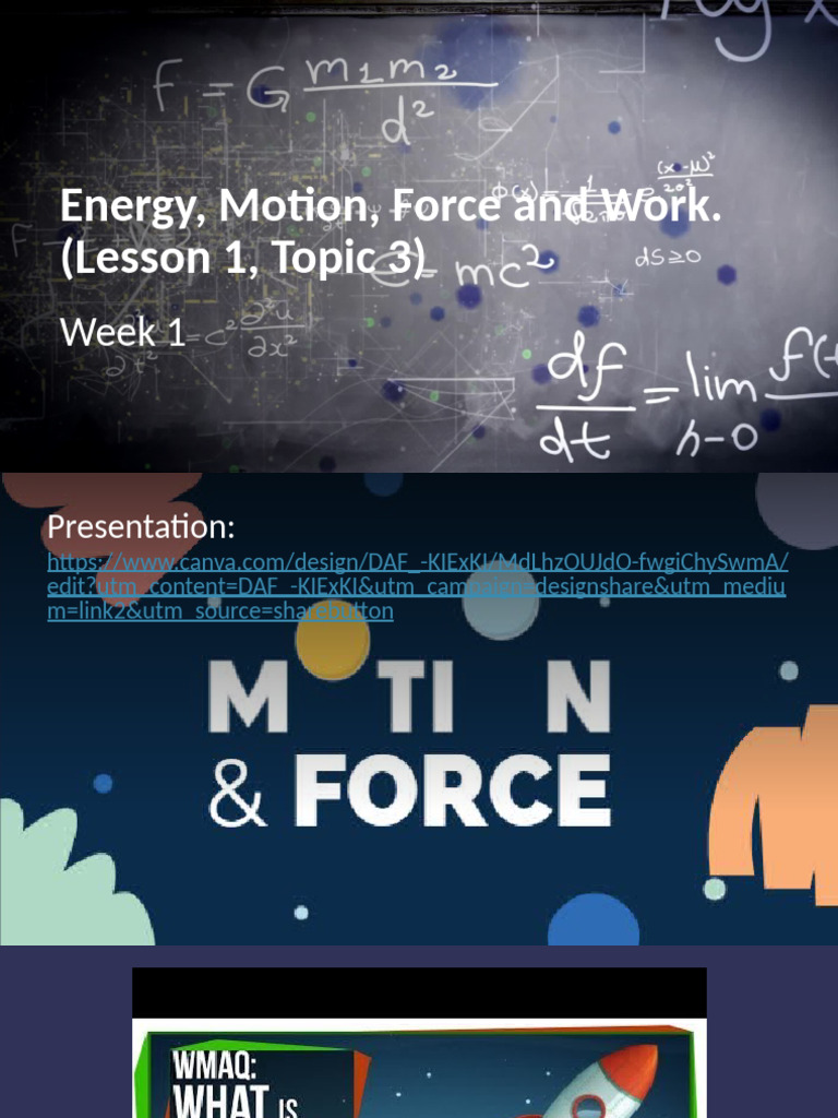 Energy, Motion, Force and Work | PDF