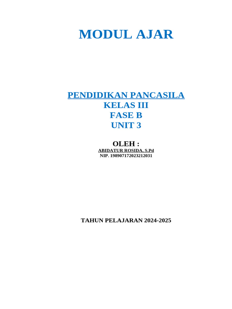 Modul Ajar Pend - Pancasila 2 | PDF