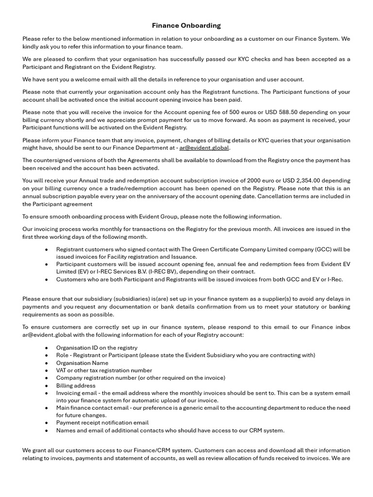 Finance Onboarding - Participant and Registrant | PDF | Invoice | Business