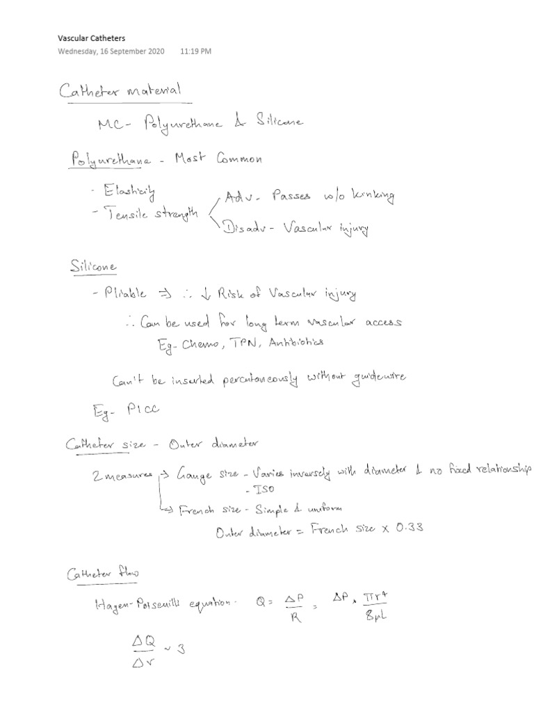 ICU - 2. Vascular Catheters | PDF