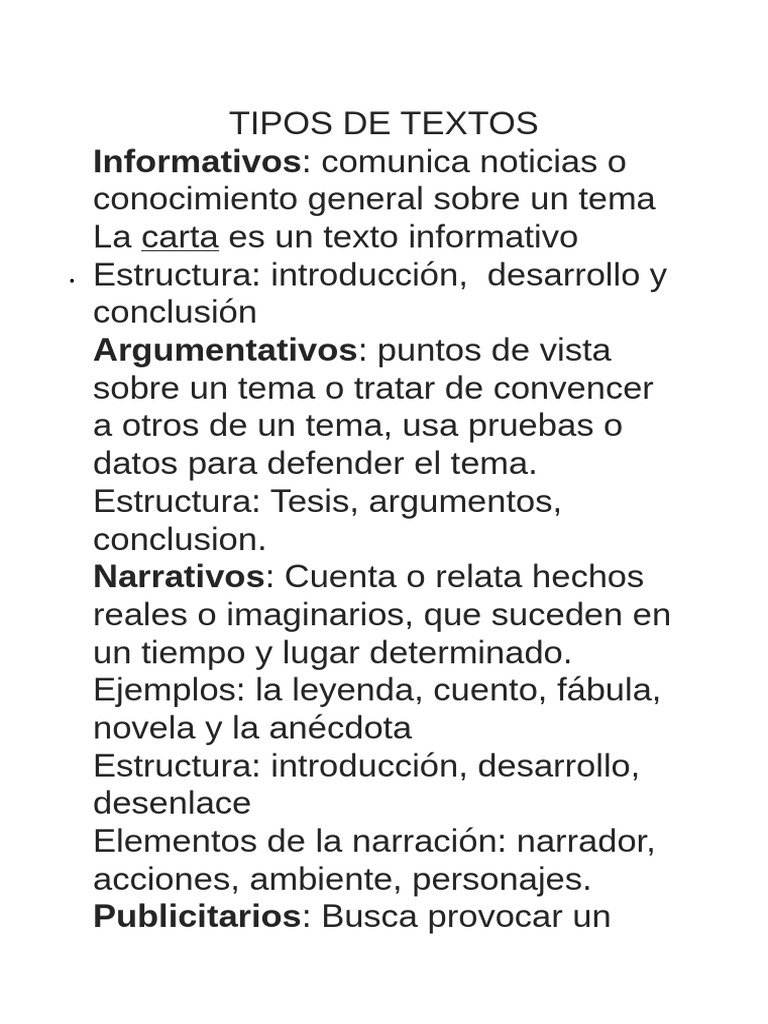 Tipos de Textos | PDF