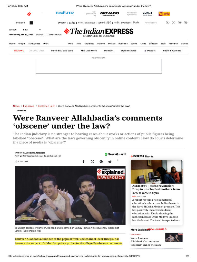 Understanding Indias Obscenity Laws | PDF
