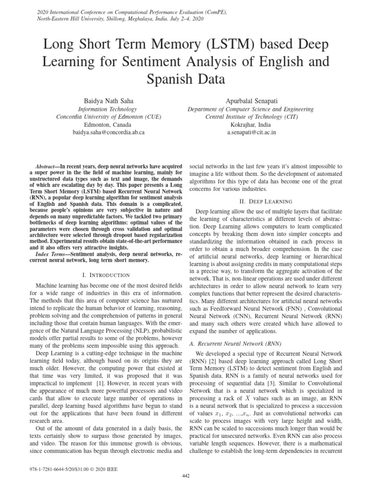 LSTM Deep Learning for Sentiment Analysis | PDF | Deep Learning | Cognition