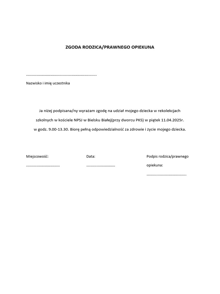 ZGODA RODZICA | PDF