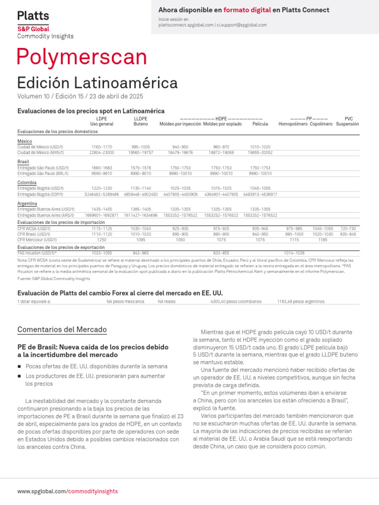 Polymerscan Edici N de Latinoam Rica 23-04-2025 | PDF | Tipo de cambio | Mercado (economía)