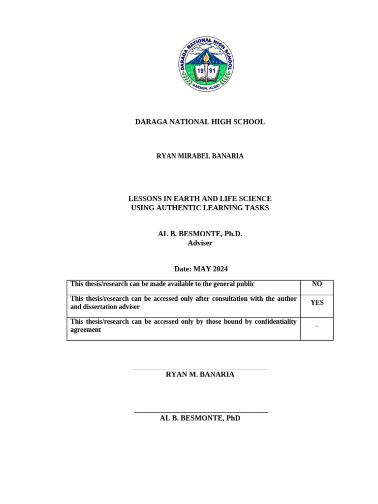 Capstone Preliminary Pages | PDF | Thesis | Science