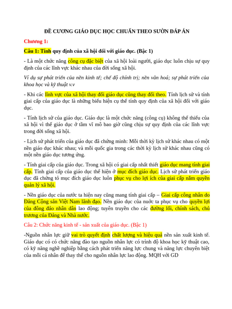 ĐỀ CƯƠNG GDH THEO SƯỜN ĐÁP ÁN | PDF