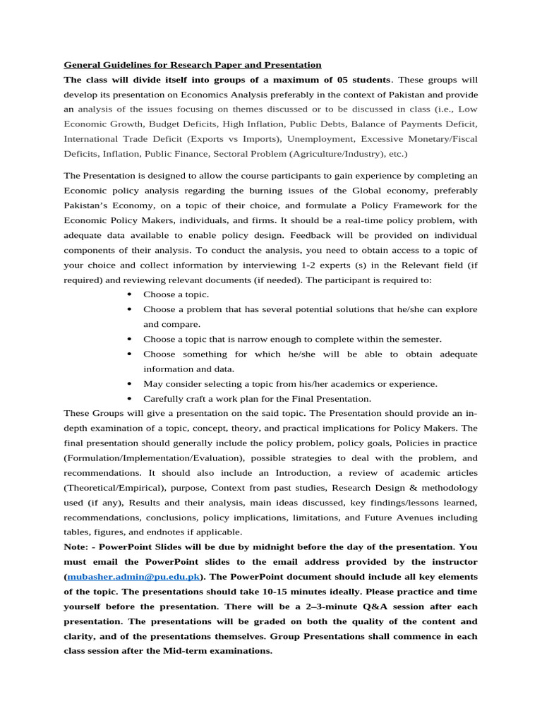 Presentation Guidelines Pdf Government Budget Balance Macroeconomics