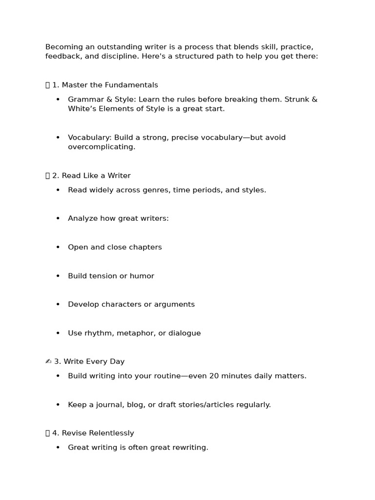 Becoming An Outstanding Writer | PDF | Argument | Essays