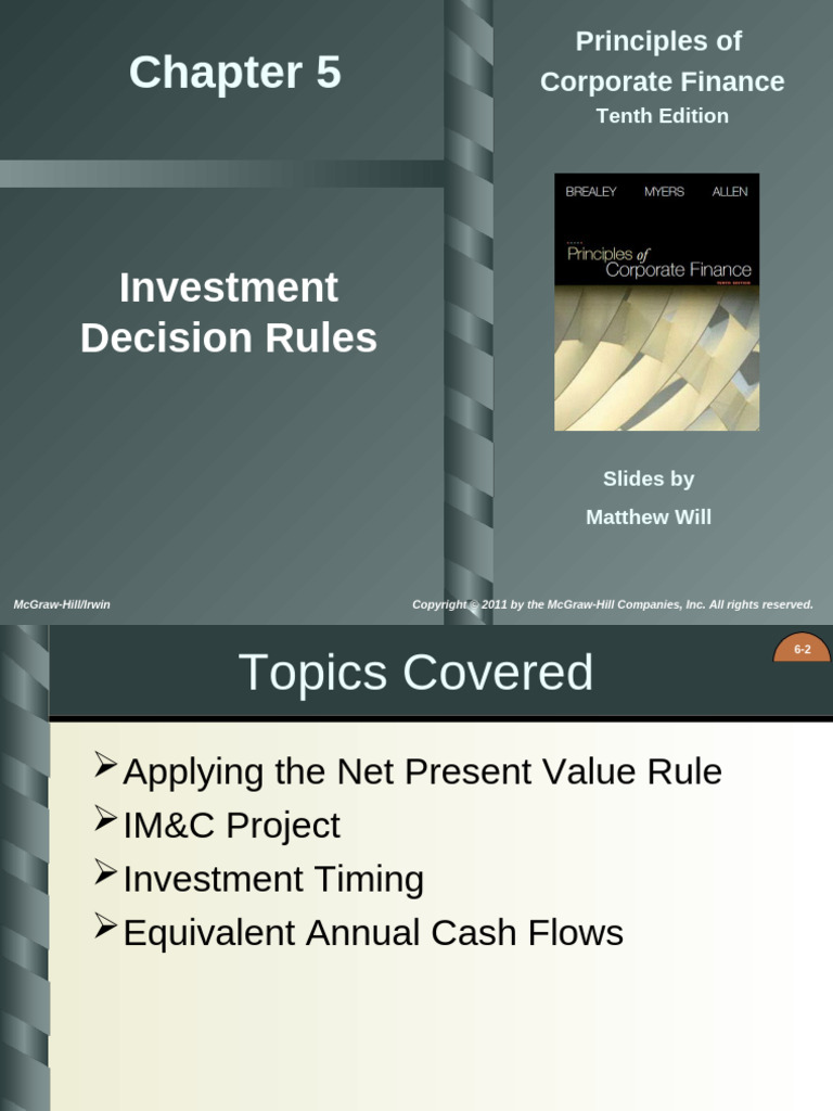 Corporate Finance Investment Rules Guide | PDF | Net Present Value ...