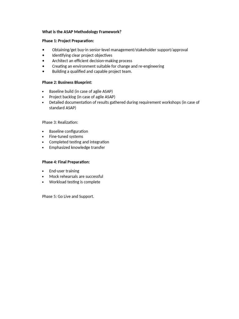 What Is The ASAP Methodology Framework | PDF