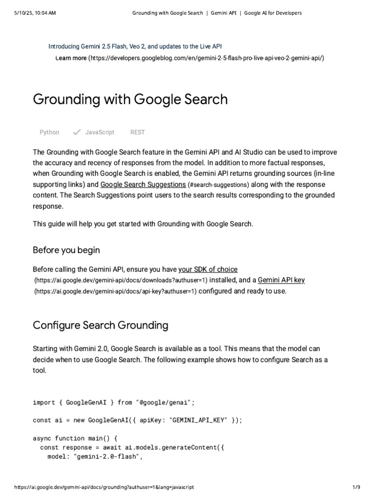 Grounding With Google Search - Gemini API - Google AI For Developers ...