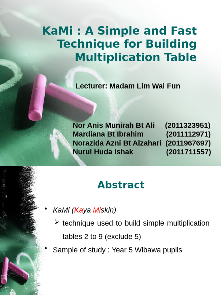 New GROUP 6-KAMI METHODlatest Edited | PDF | Multiplication | Teachers