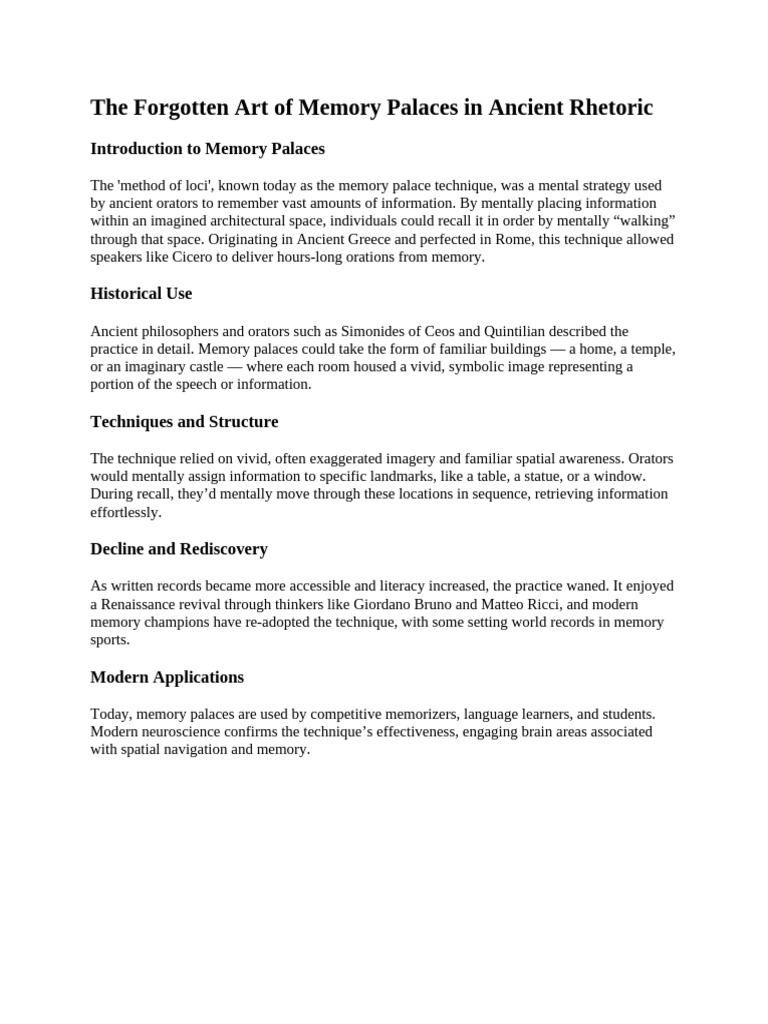 Rediscovering Memory Palaces | PDF