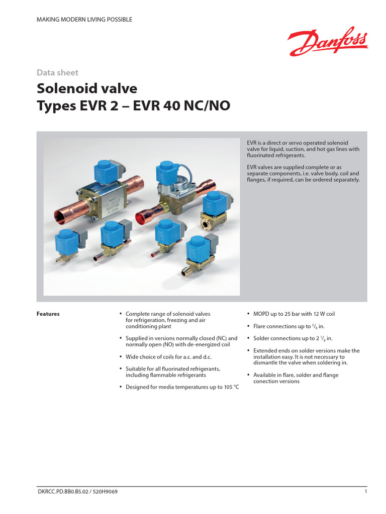 Danfoss EVR Solenoid Valves | PDF | Air Conditioning | Valve