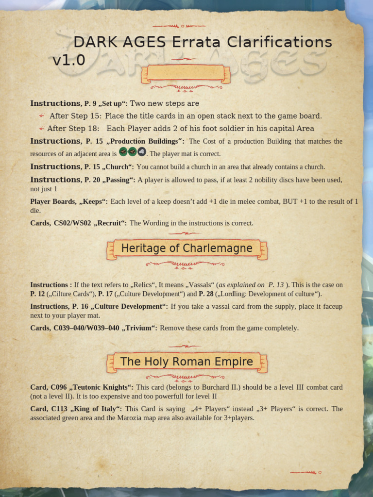 Dark-Ages Errata v1.0 English | PDF