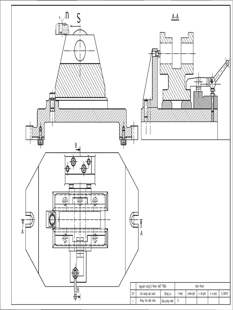 Máy Phay t (mm) s (mm/ph) v (m/ph) n (v/ph) t (phut) Nguyên công 5: PHAY MẶT TRÊN Stt 1 Nội dung ...