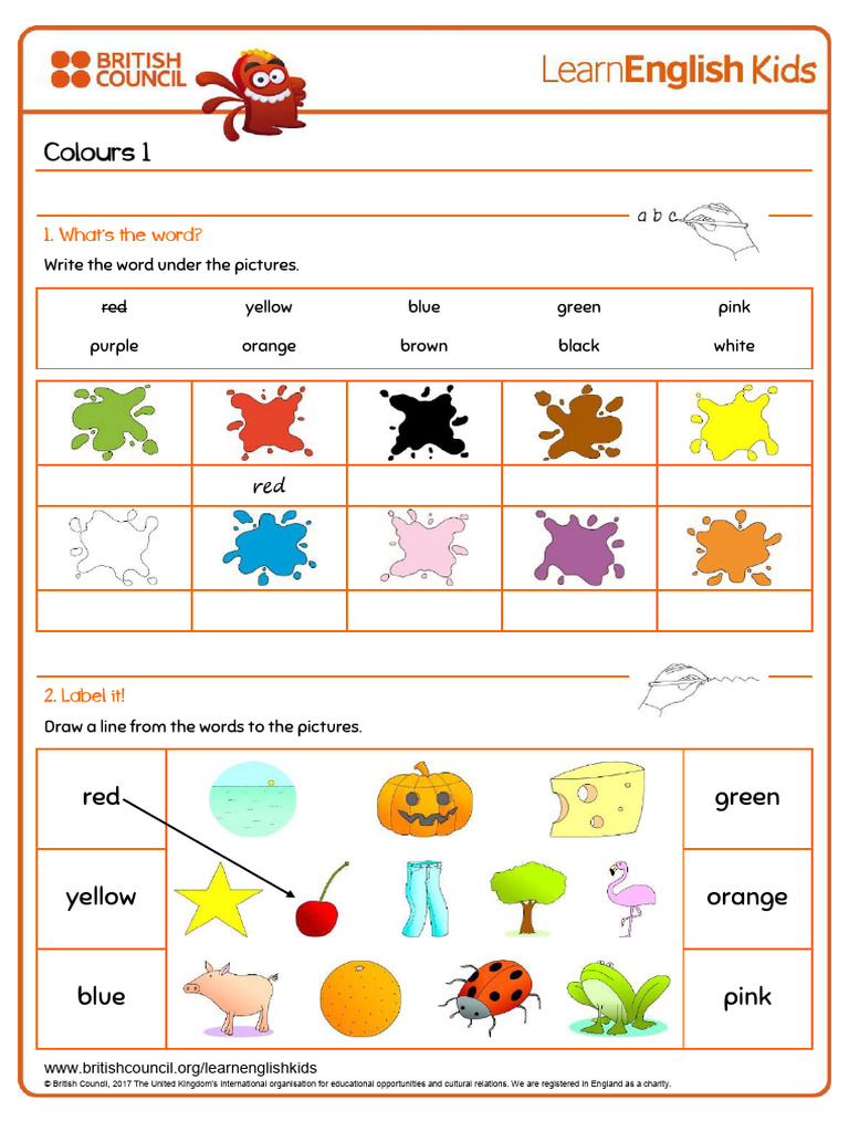 Worksheets Colours Author Learnenglishkids | PDF