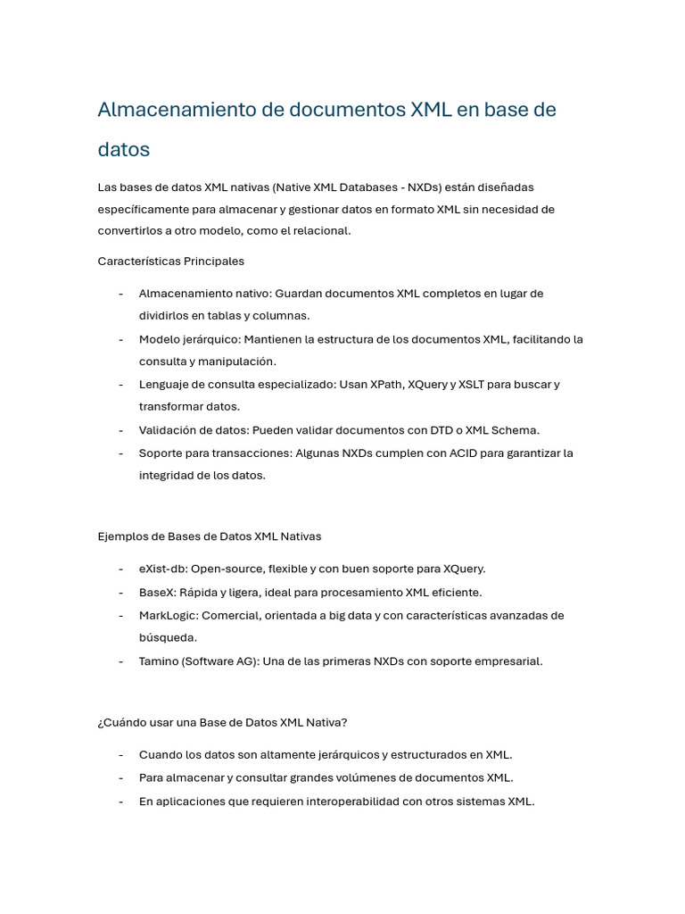 UT 05.02 - BD XML Nativas. Xquery | PDF | Xml | Bases de datos